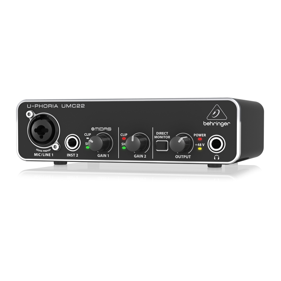 Behringer｜2x2, 48 kHz USB音效介面｜UMC22 - Sunrise Trading Co.